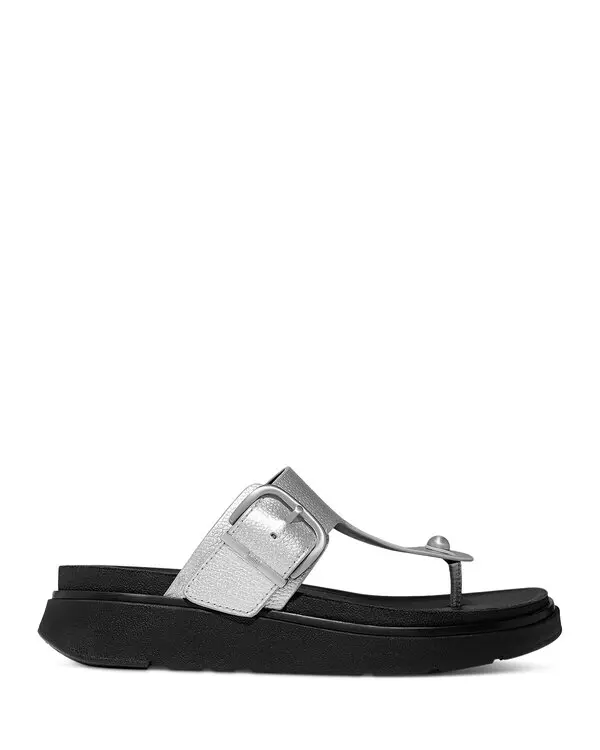 Fitflop Metallic Leather Thong Sandals - Silver