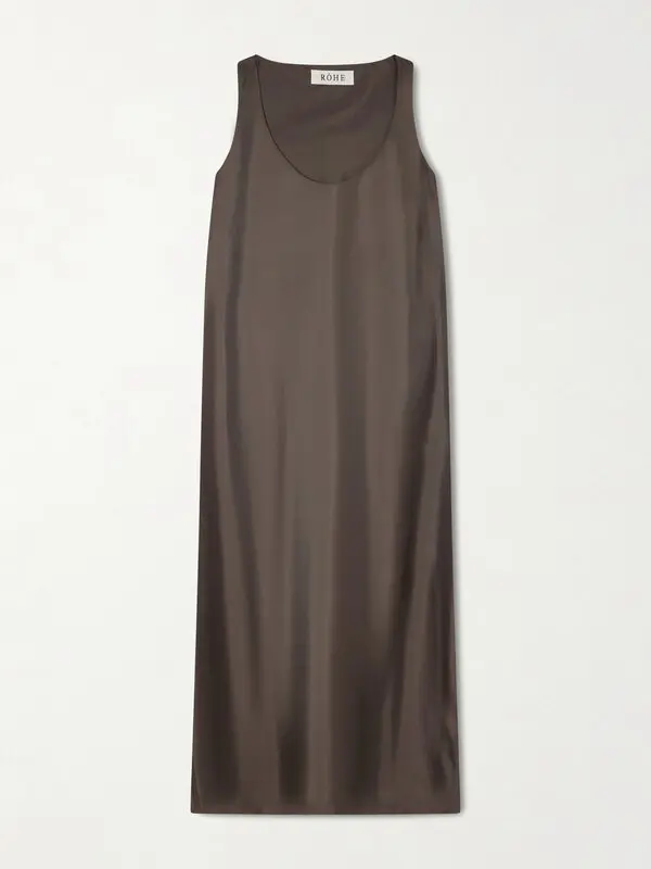 RÓHE Silk-satin Midi Dress - Brown