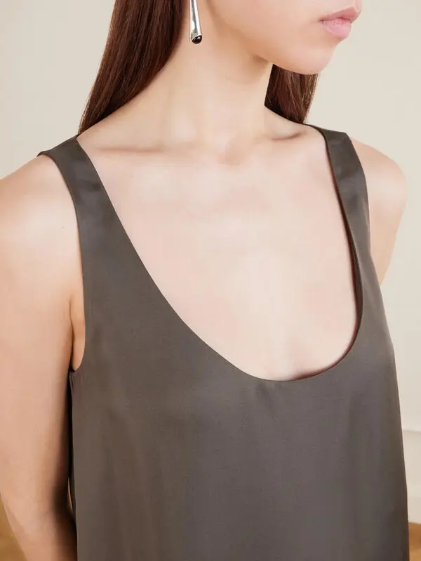 RÓHE Silk-satin Midi Dress - Brown
