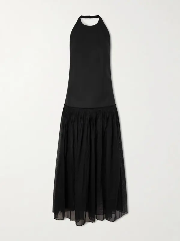 RÓHE Pleated Halter Maxi Dress