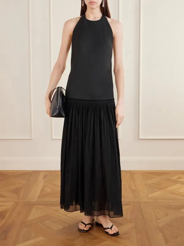 RÓHE Pleated Halter Maxi Dress