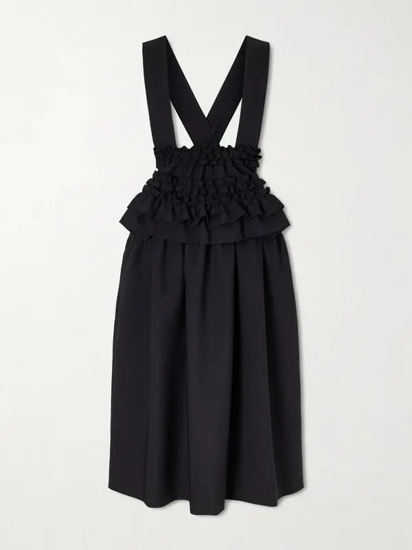 Comme Des Garçons Ruffled Stretch-georgette Dress - Black