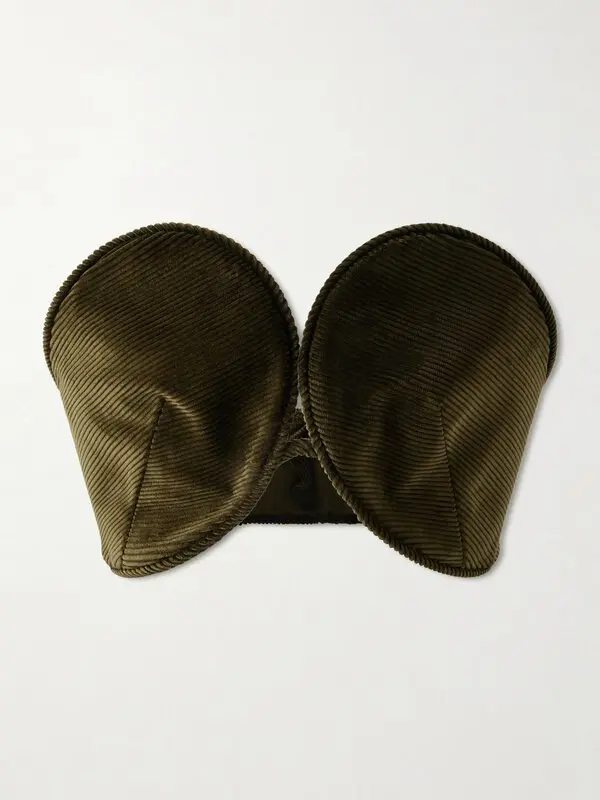JEAN PAUL GAULTIER Cotton-corduroy Bandeau Top - Green