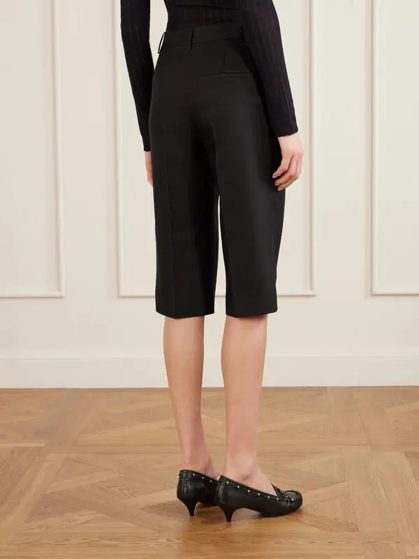 Khaite Raelle Wool And Silk-blend Straight-leg Shorts
