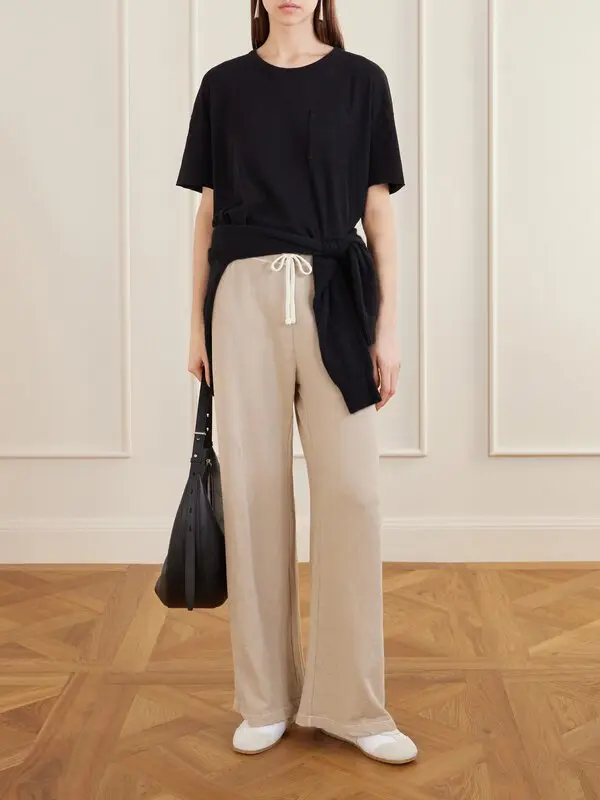 JAMES PERSE Cropped Cotton-blend Jersey T-shirt - Black