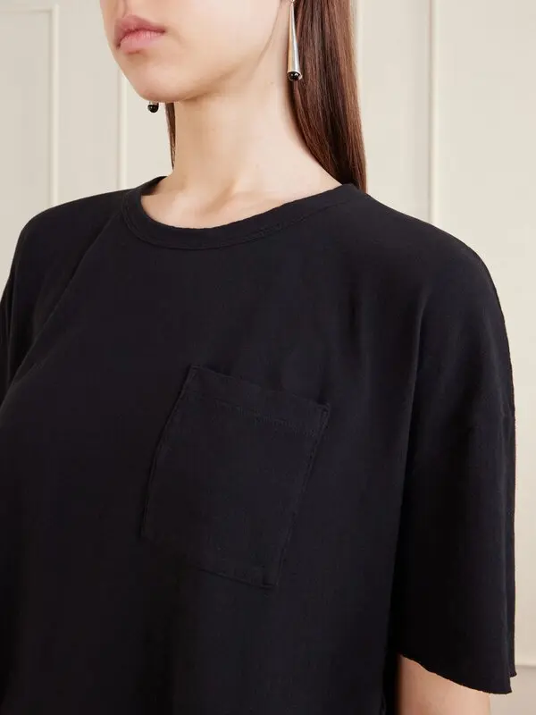JAMES PERSE Cropped Cotton-blend Jersey T-shirt - Black