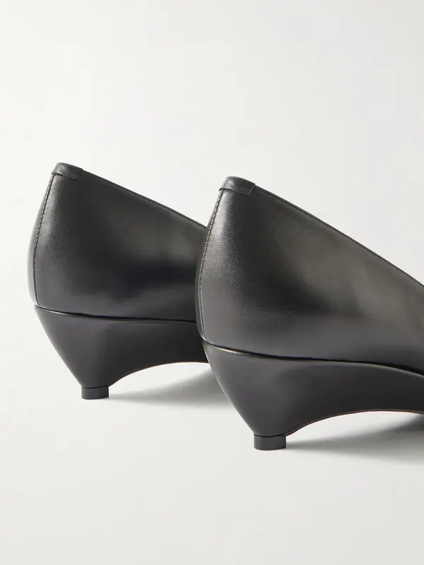 JIL SANDER Leather Wedge Sandals - Black