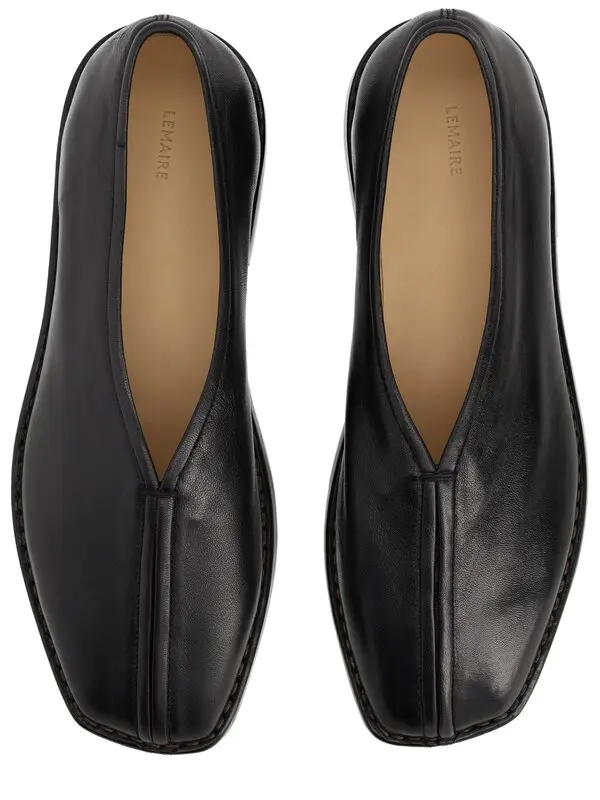 LEMAIRE Flat Piped Slippers - Black