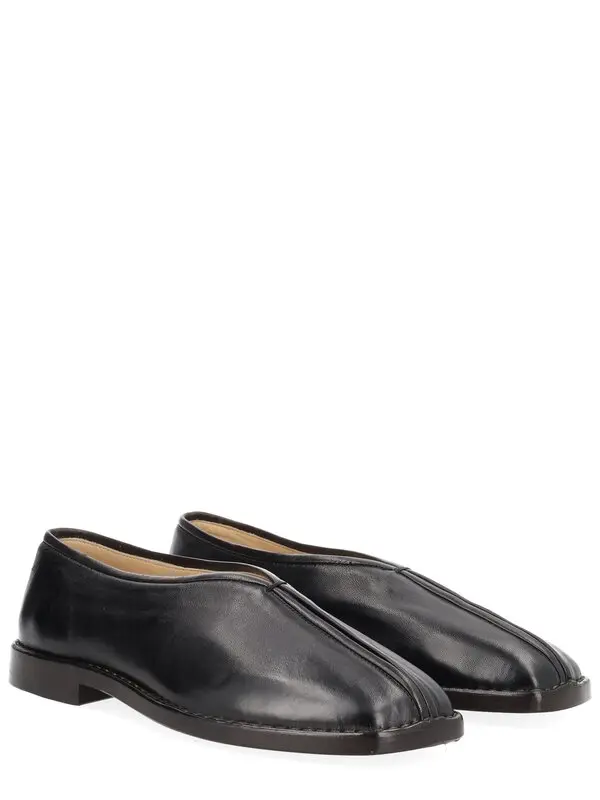 LEMAIRE Flat Piped Slippers - Black