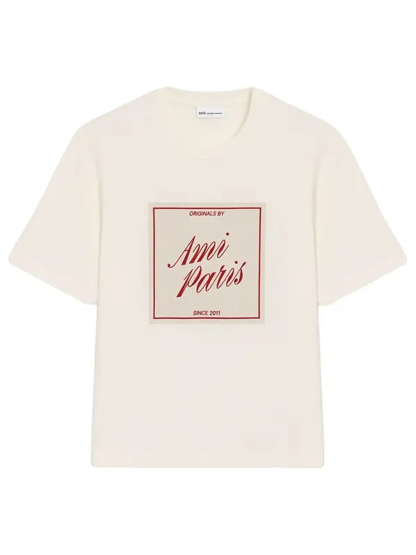 Ami Cotton T-shirt With Print - Ivory