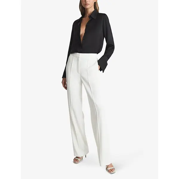 REISS Point-collar Silk Shirt - Black