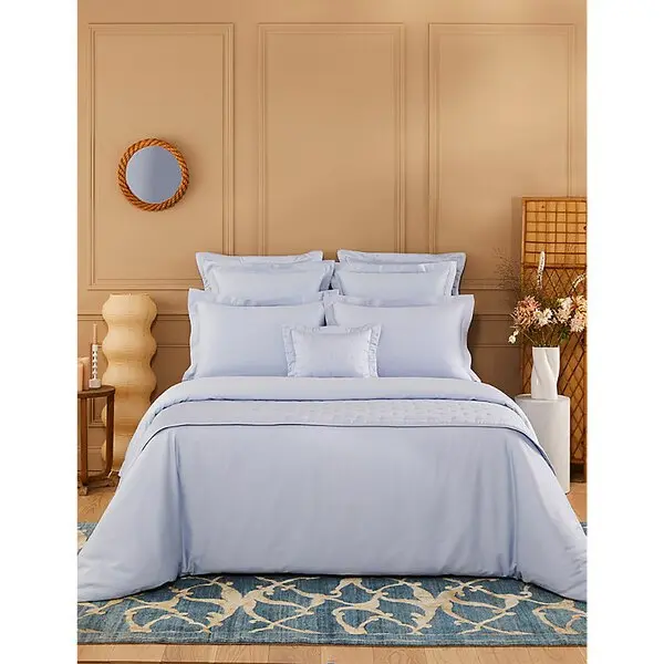 YVES DELORME Triomphe Cotton Fitted Sheet - Celeste
