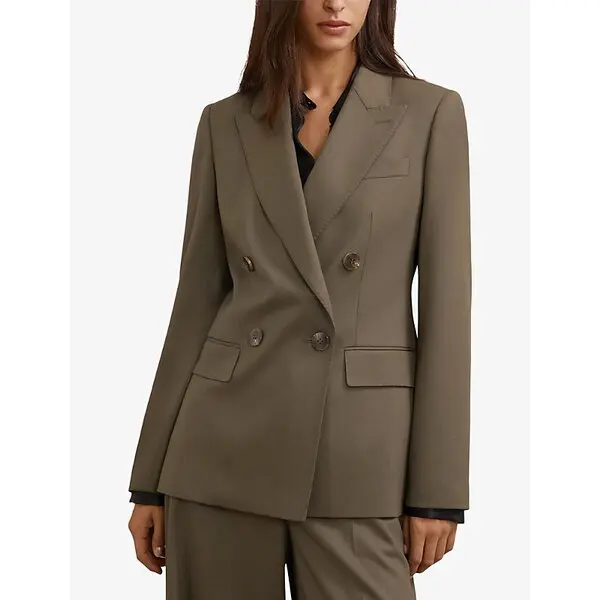 REISS Peak-lapel Double-breasted Wool-blend Blazer