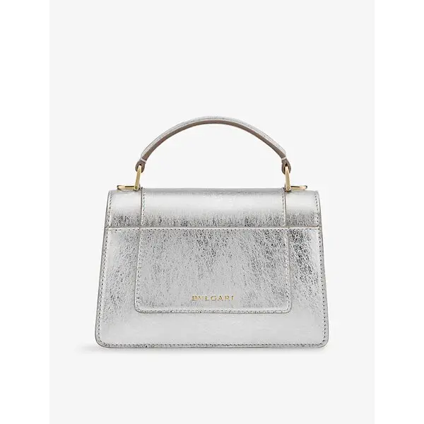 BVLGARI Serpenti Forever Mini Stud-embellished Top-handle Bag - Silver