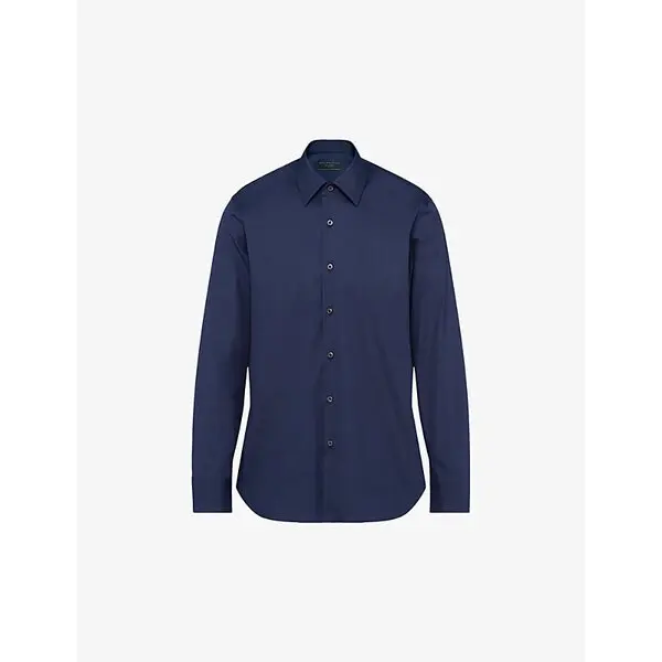 Prada Pearl-embellished Slim-fit Cotton-blend Shirt