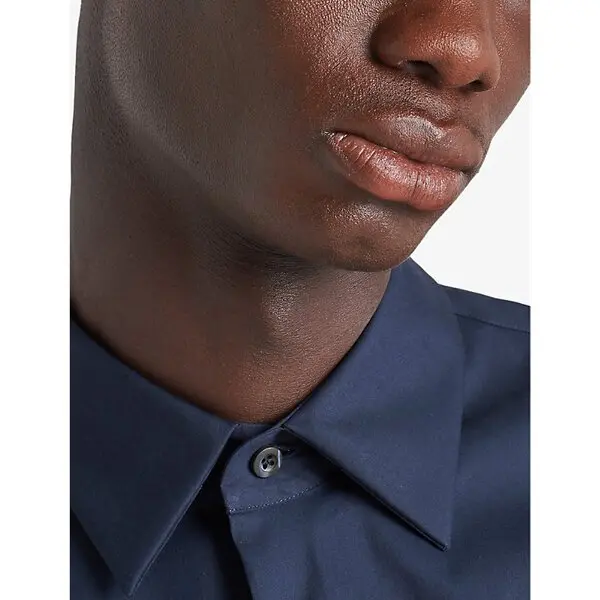 Prada Pearl-embellished Slim-fit Cotton-blend Shirt