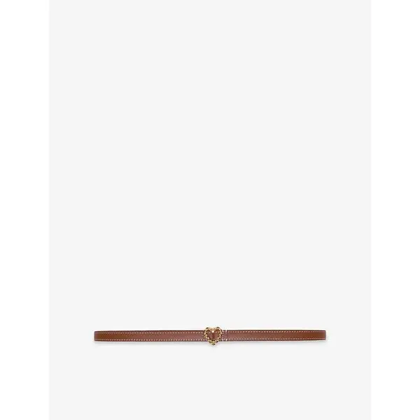 Maje Embellished Leather Belt - Camel