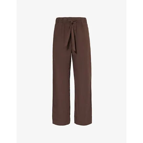 TEKLA Straight-leg Organic-cotton Poplin Pyjama Trousers - Coffee