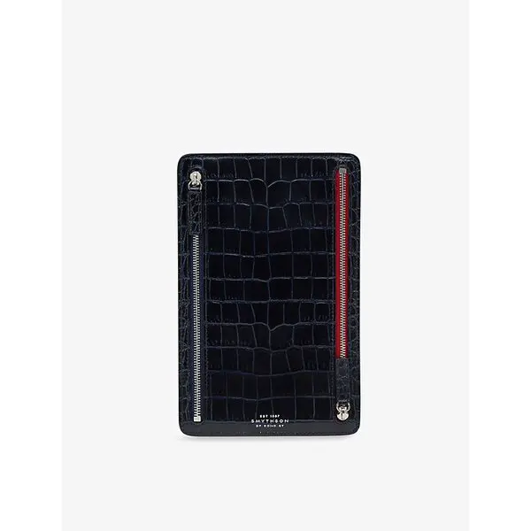 Smythson Panama Leather Currency Case - Navy