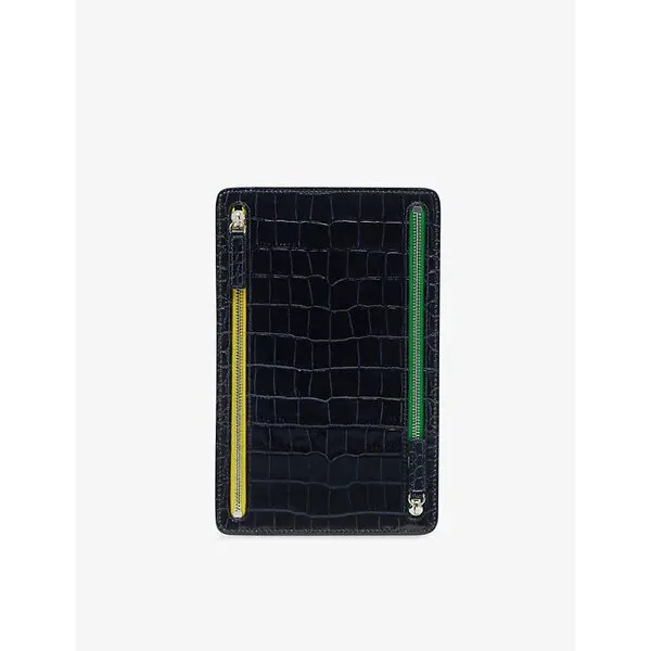 Smythson Panama Leather Currency Case - Navy
