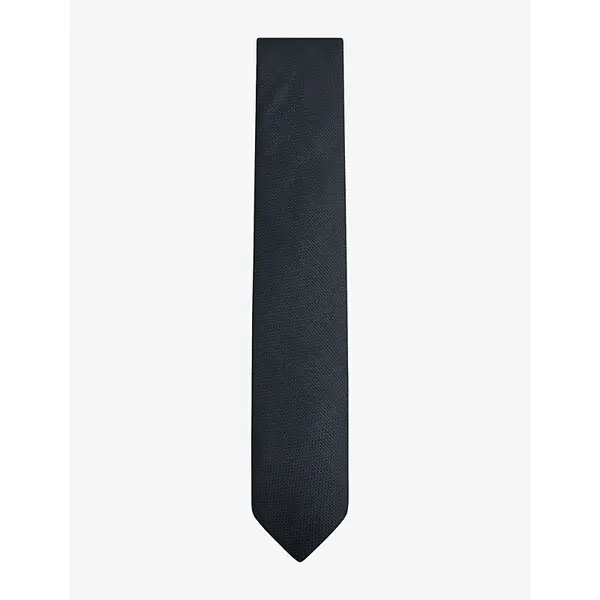 REISS Ceremony Textured Silk Tie - Navy