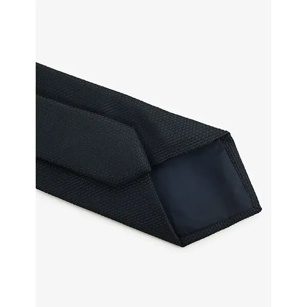 REISS Ceremony Textured Silk Tie - Navy