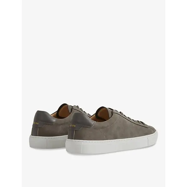 REISS Finley Logo-embossed Leather Low-top Trainers - Grey