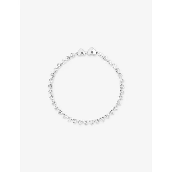 ASTRID & MIYU Bezel Heart Tennis Bracelet - Silver