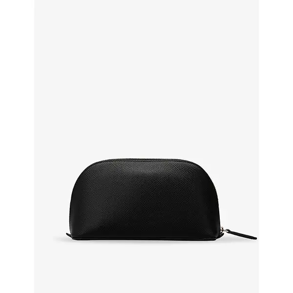 Smythson Foil-text Print Leather Cosmetic Case