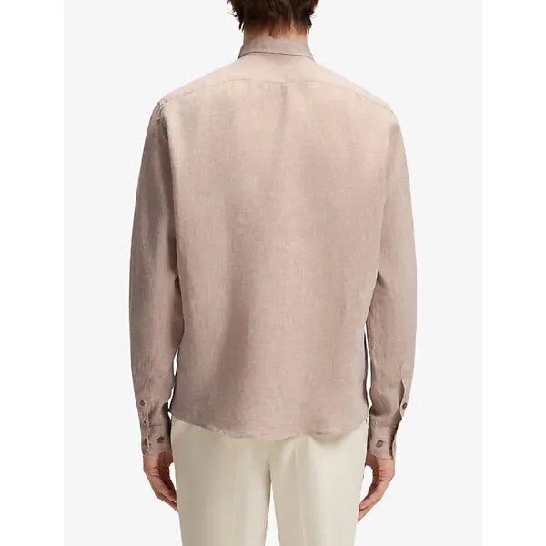 BOSS Regular-fit Long-sleeve Linen Shirt - Medium Beige