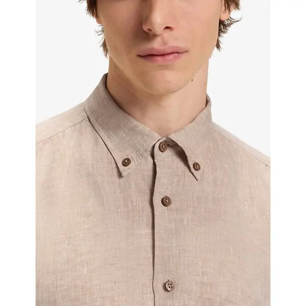 BOSS Regular-fit Long-sleeve Linen Shirt - Medium Beige