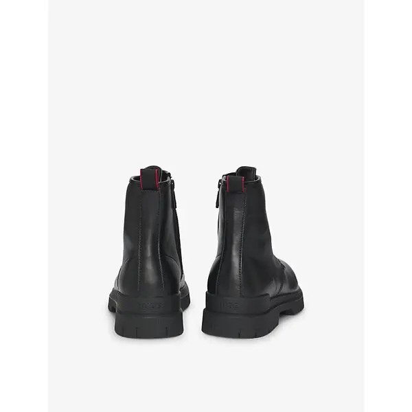 Hugo Embossed-logo Leather Ankle Boots