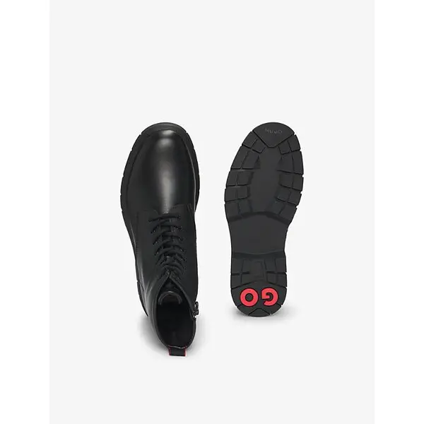Hugo Embossed-logo Leather Ankle Boots