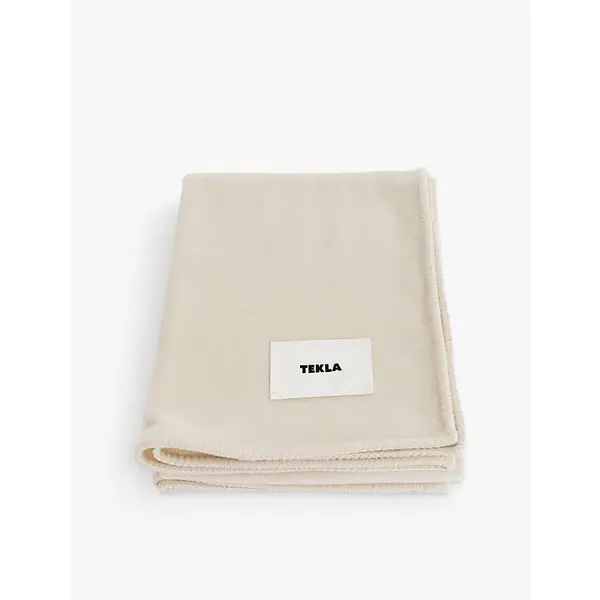 TEKLA Striped Brushed-texture Lambs Wool Blanket - Snow