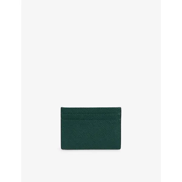 Smythson Flat Leather Card Holder - Forest Green