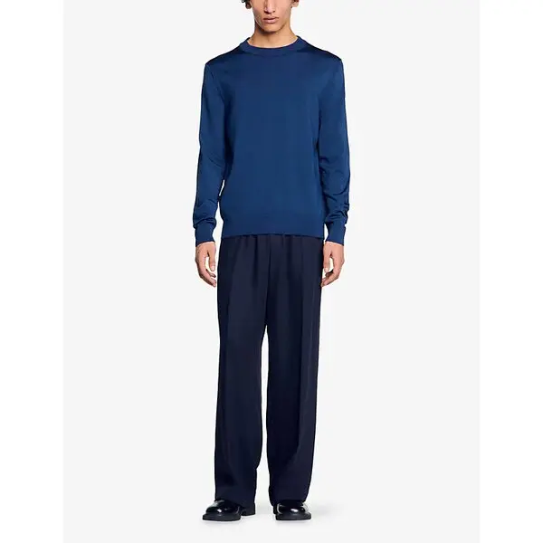 Sandro Crewneck Fine-knit Jumper - Bleus