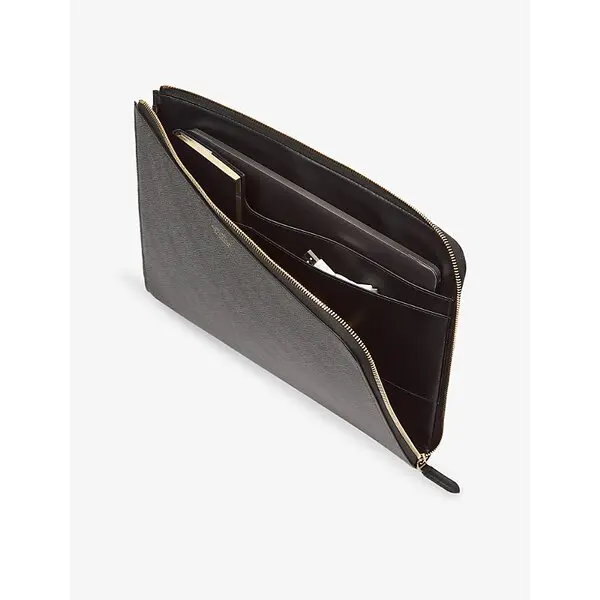 Smythson Panama Small Leather Laptop Case 24.5cm X 34cm