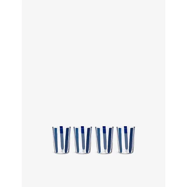 THE CONRAN SHOP Nova Stripe Set Of Four Crystal-glasses - Navy