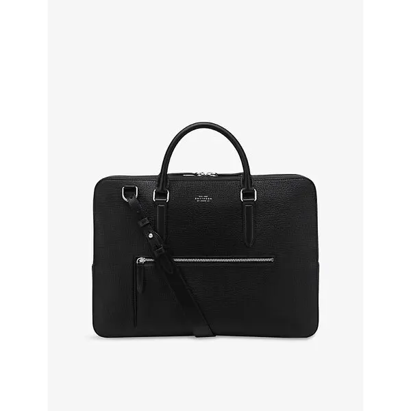 Smythson Ludlow Slim Leather Briefcase - Black