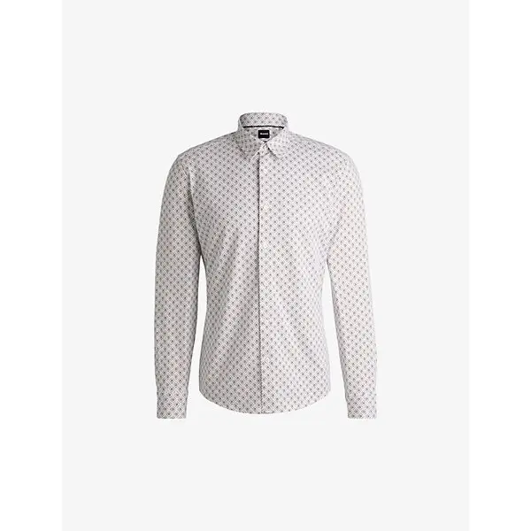 BOSS Printed Slim-fit Cotton-blend Jersey Shirt
