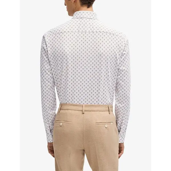 BOSS Printed Slim-fit Cotton-blend Jersey Shirt
