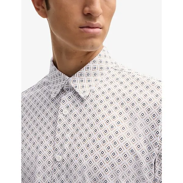 BOSS Printed Slim-fit Cotton-blend Jersey Shirt