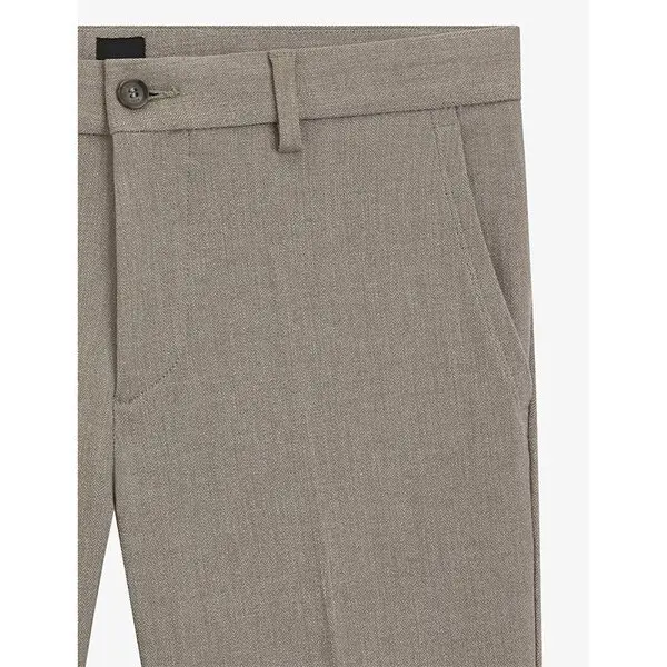 BOSS Herringbone Slim-leg Stretch-woven Trousers - Open Brown