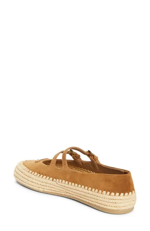 Prada Raffia Mary Jane Flats - Brown