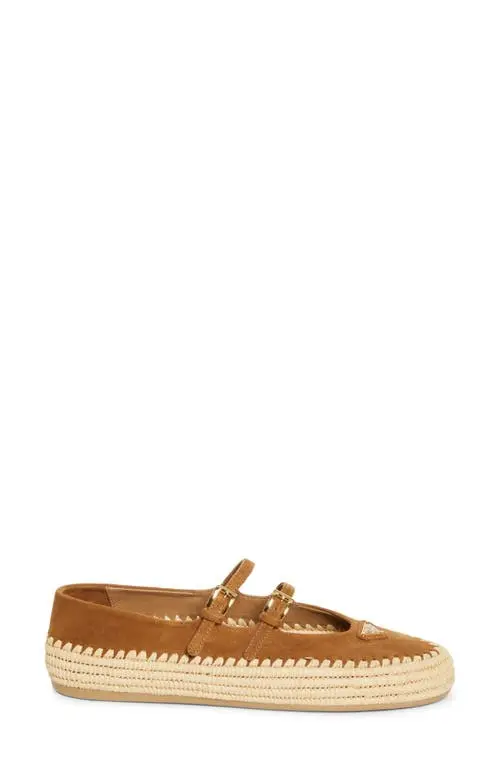 Prada Raffia Mary Jane Flats - Brown