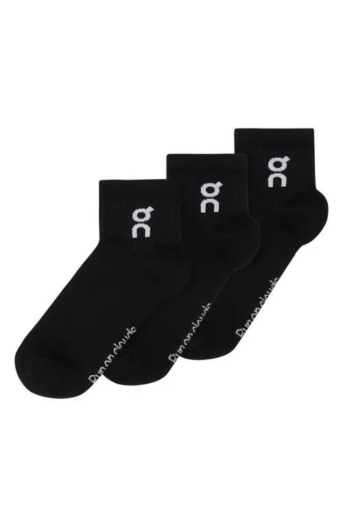 On Assorted 3-pack Logo Quarter Socks - Black