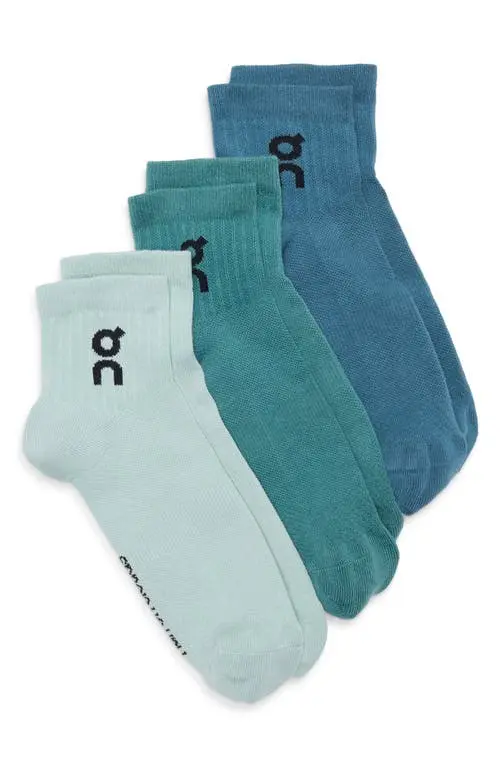 On Assorted 3-pack Logo Quarter Socks - Brook/storm