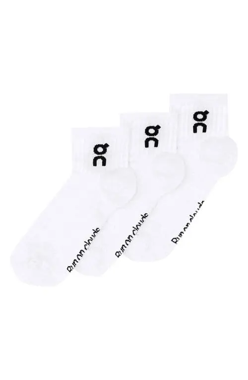 On Assorted 3-pack Logo Quarter Socks - White