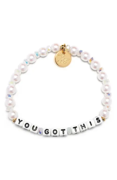 LITTLE WORDS PROJECT You Got This Beaded Stretch Bracelet - White