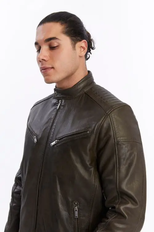 FURNIQ UK Sullivan Leather Jacket - Brown